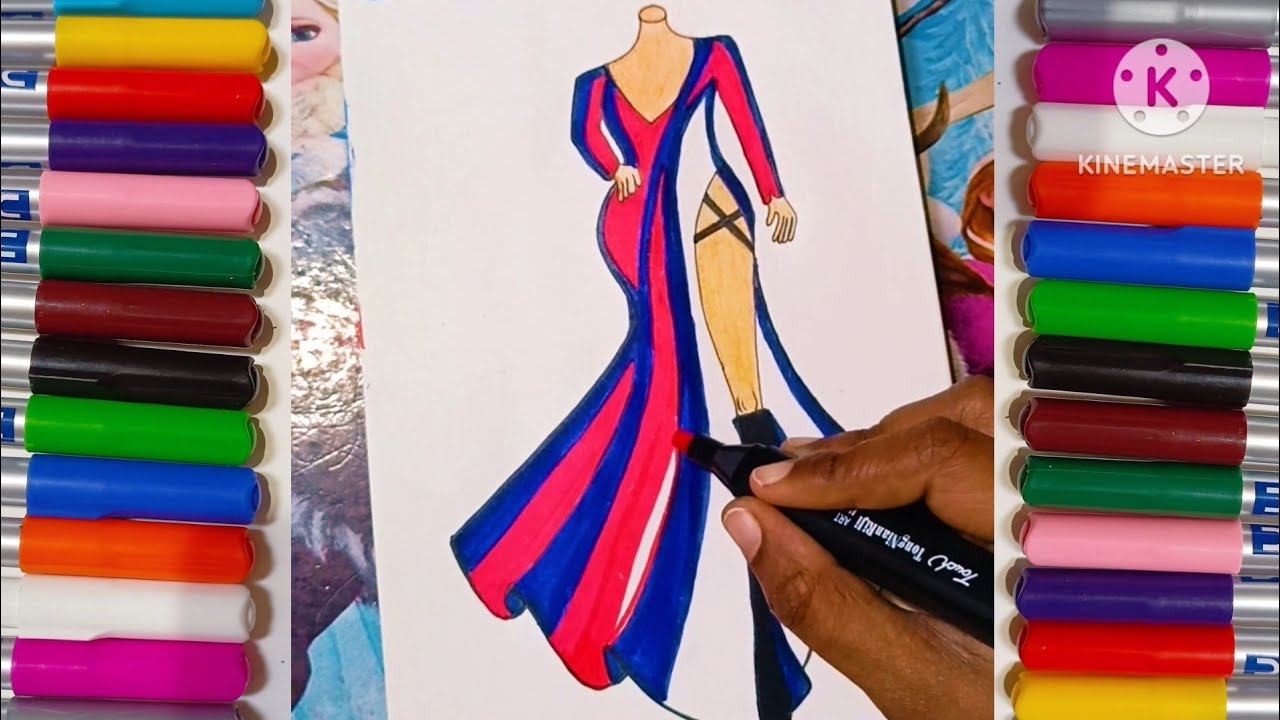 How to draw a beautiful goun | Stylish Girl dress drawing easy Sketch ...