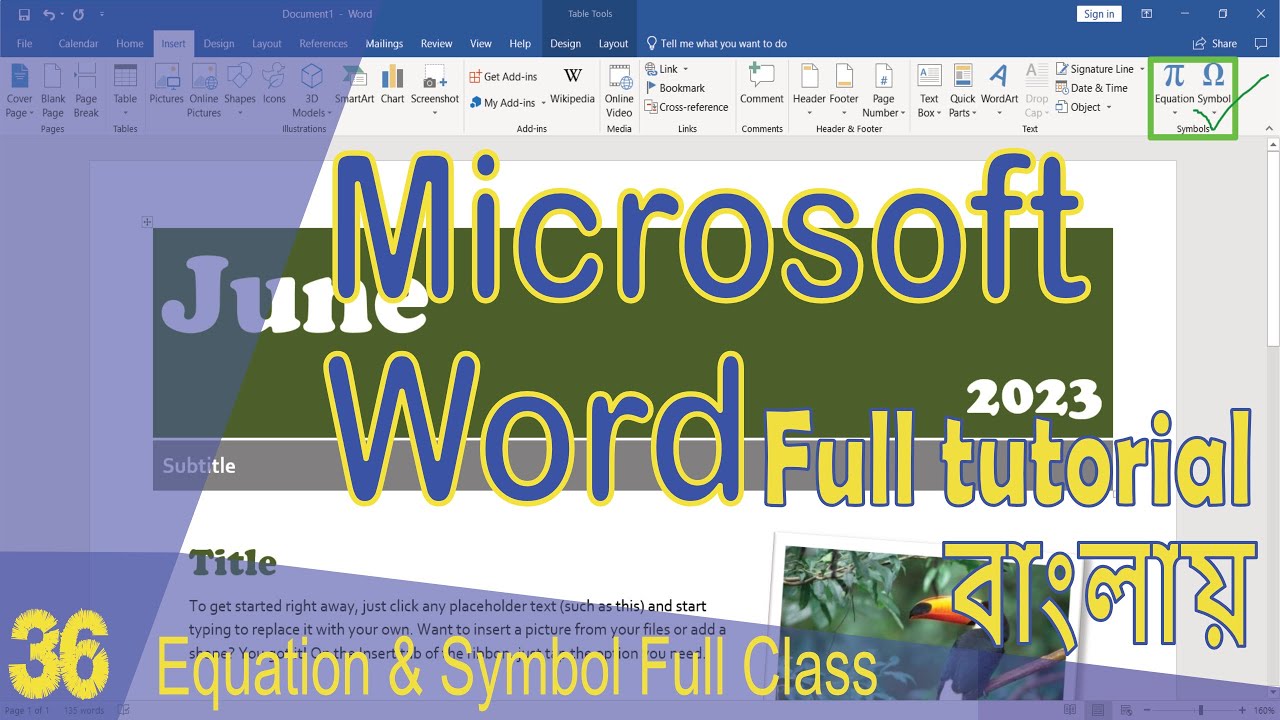 Ms Word Equation /Ms Word Symbols /Ms word Symbol Section Full Tutorial ...