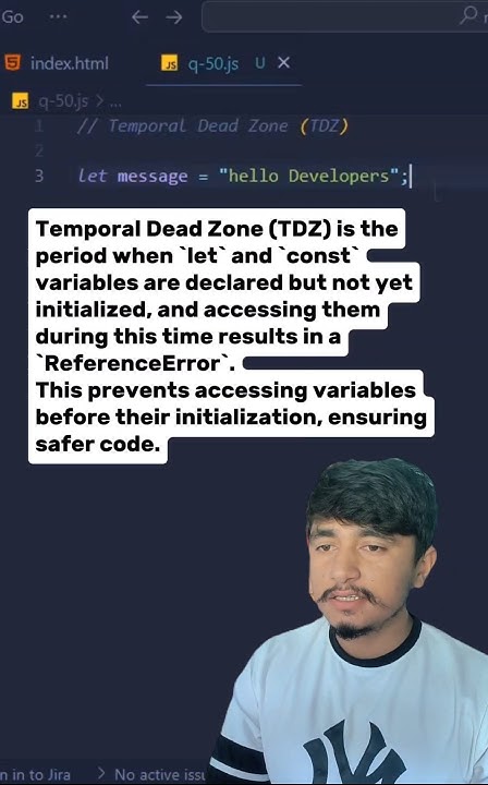 Temporal Dead Zone (TDZ) in javascript Interview Questions Day 50 #javascipt #coding #software ...