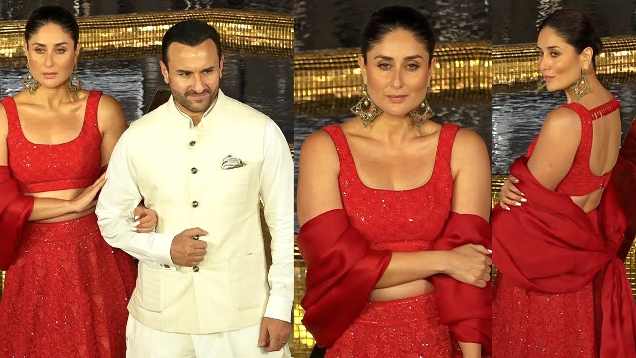 Kareena Kapoor Khan Look Stunning In Red Outfit With Saif Ali Khan At NMACC Launch - YouTube