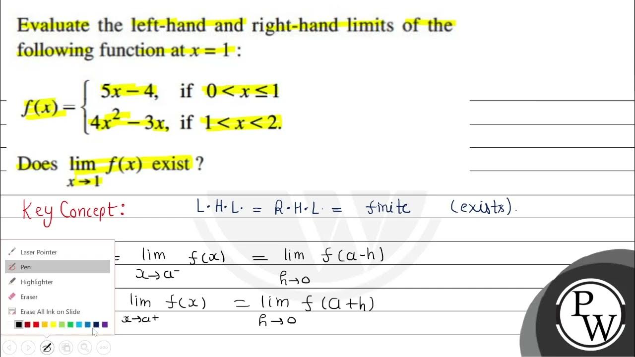 Evaluate the left-hand and right-hand limits of the following function ...