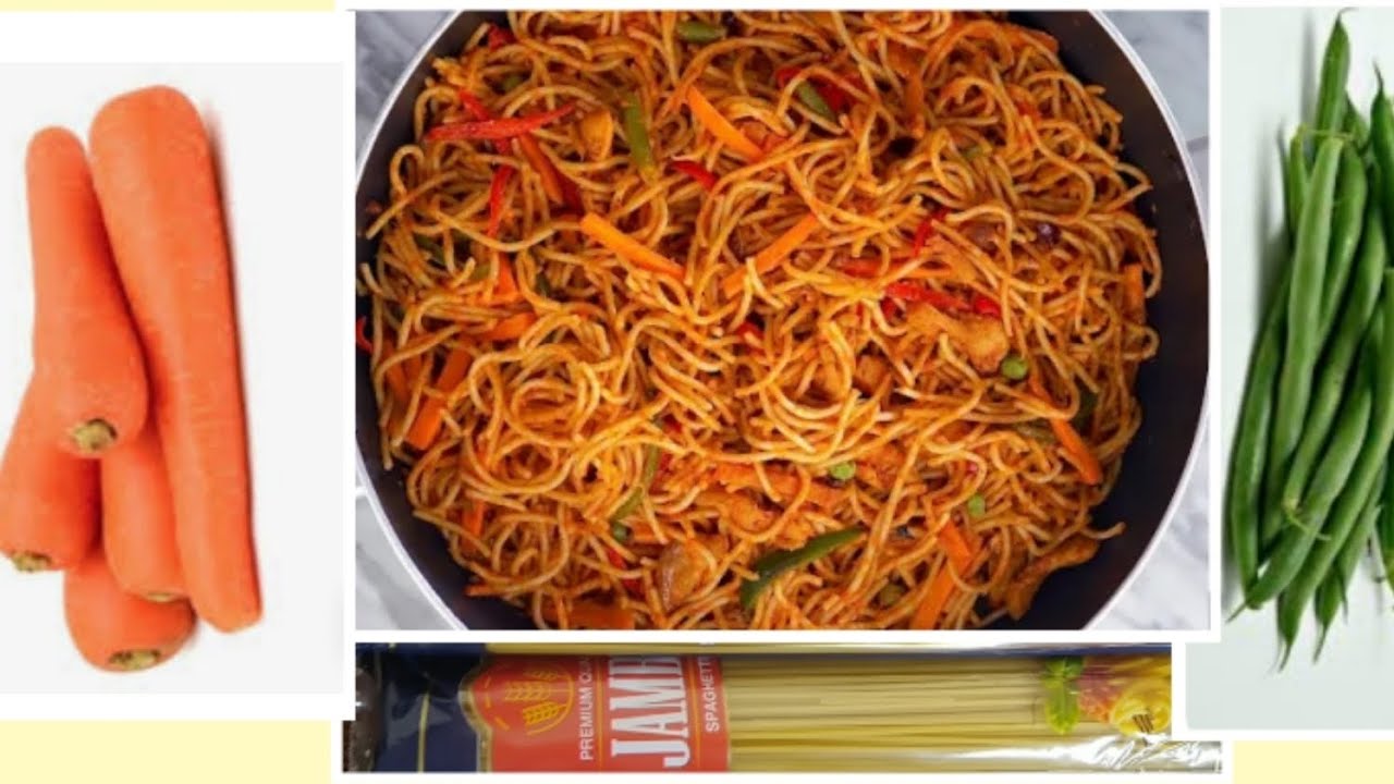 spaghetti with vegetables😋😋/ amakaroni atekanye nimiteja nacarrot ...