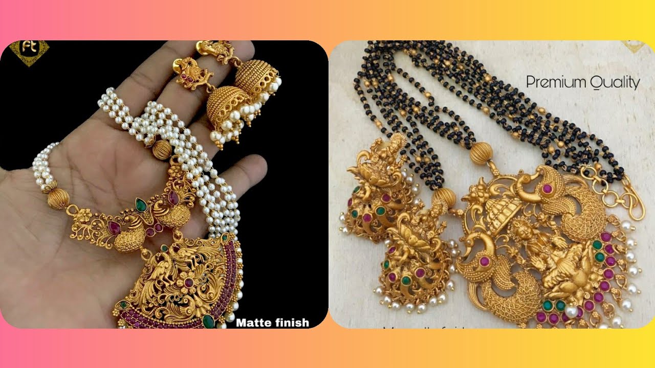 Matte finish pearl chain sets and black beads - YouTube