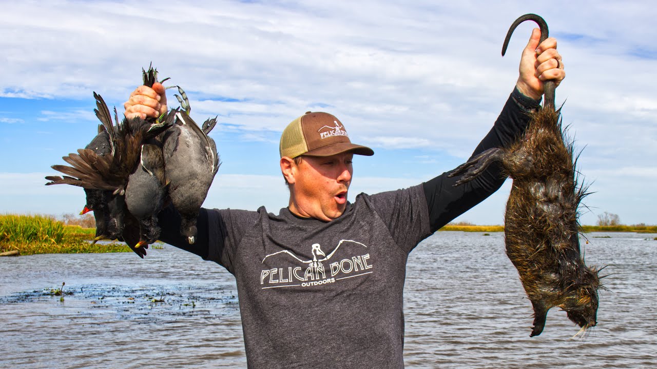 We shot a giant NUTRIA while waterfowl hunting ( Louisiana public land ...