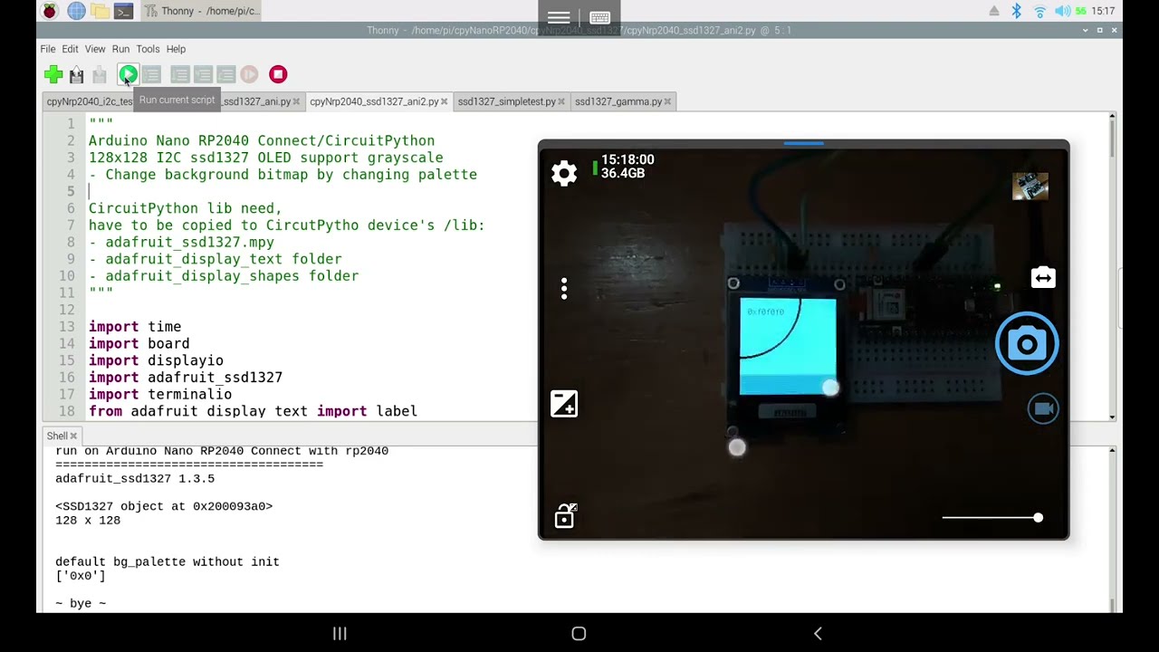 Display On Ssd1327 Grayscale Oled With Arduino Nano Rp2040 Connectcircuitpython Youtube