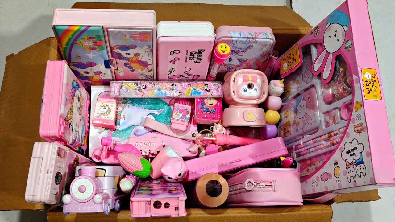 Ultimate pink stationery collection, pen & pencil, piggy bank ...