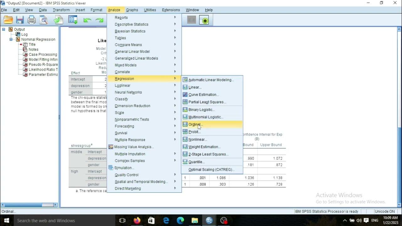 Multinomial logistic regression in SPSS - YouTube