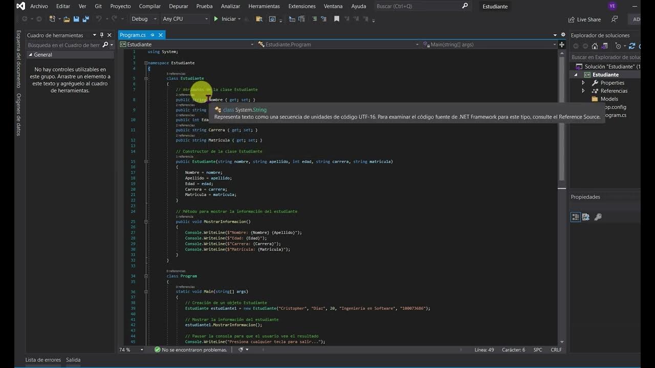 CLASES OBJETOS Y METODOS EN C# | Visual Studio. - YouTube