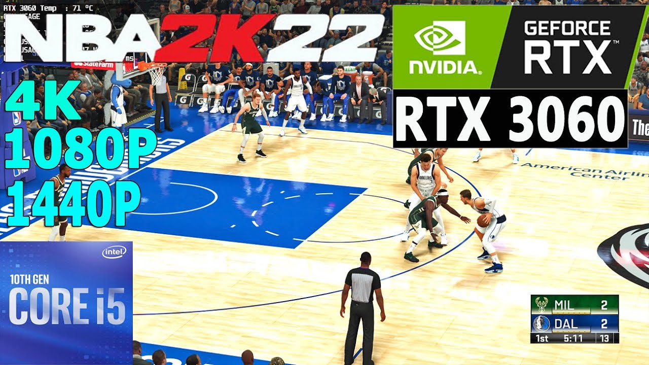 NBA 2K22 PC GAMEPLAY / RTX 3060 (12GB) + CORE I5-10400F / 1080P / 1440P ...