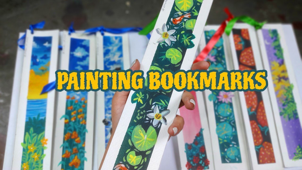 Paint cute bookmarks with me-Gouache colors(Part 1) - YouTube