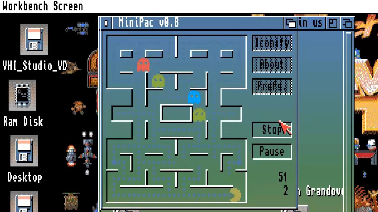 AMIGA MINIPAC v0 8 MINI PAC MAN PACMAN By Philippe Banwarth France WB ...