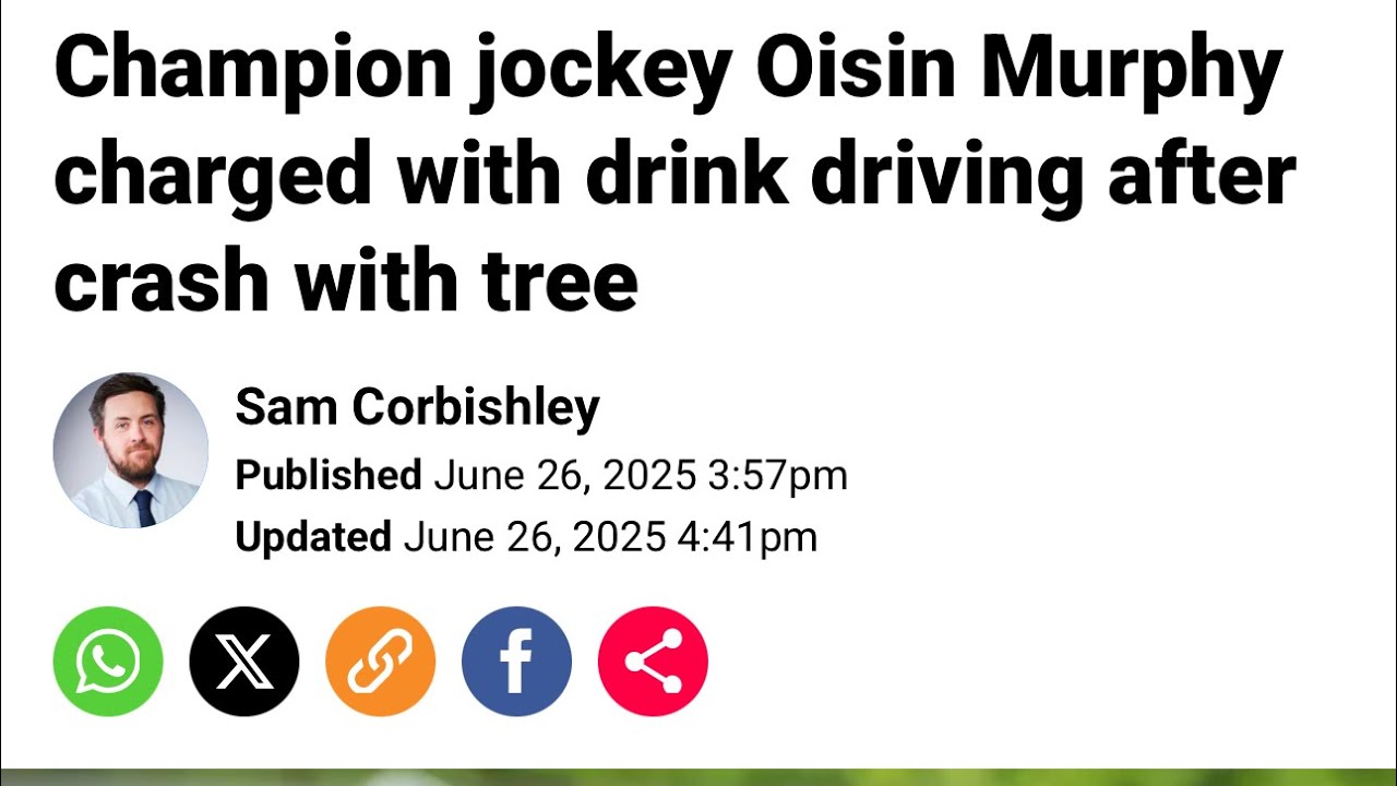 Champion jockey Oisin Murphy charged with drink driving after crash ...