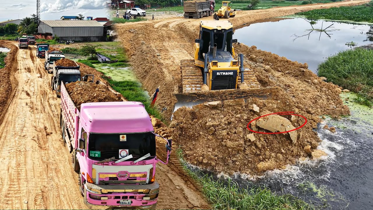 Incredible!! SHANTUI DH17c2 Bulldozer Pushing soil to build new A Long ...