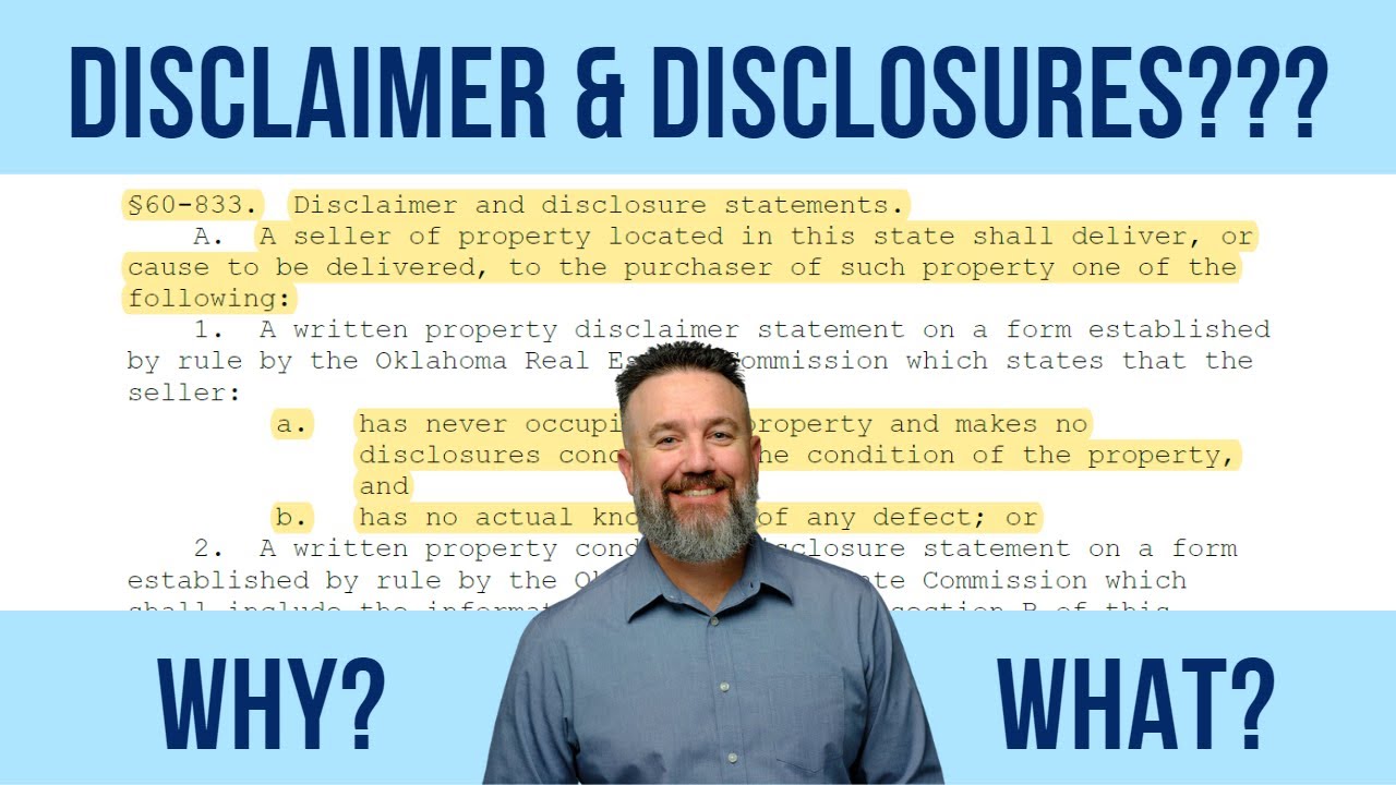 Oklahoma Real Estate | Disclaimer and disclosure statements. What YOU ...