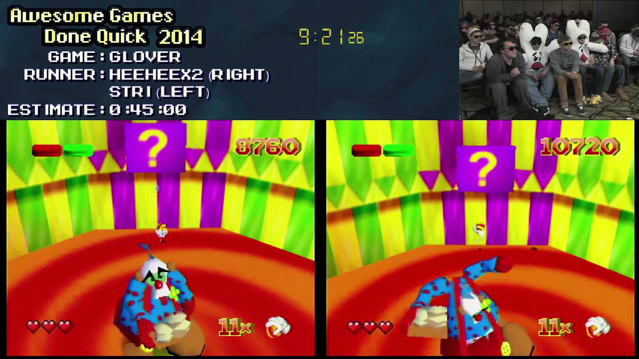Glover 64 :: SPEED RUN Live (0:35:51) HeeHeex2 VS stri #AGDQ 2014 - YouTube