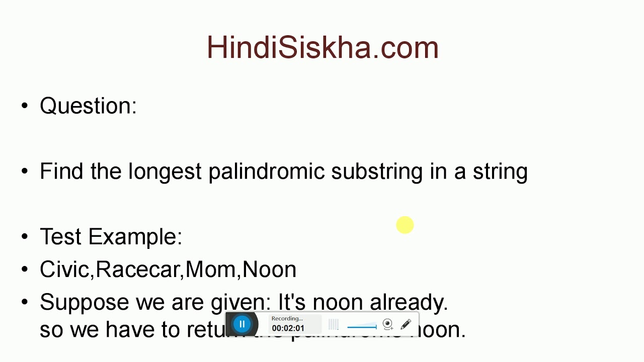 Python Interview Longest Palindromic Substring In Hindi YouTube python-interview-longest-palindromic-substring-in-hindi-youtube