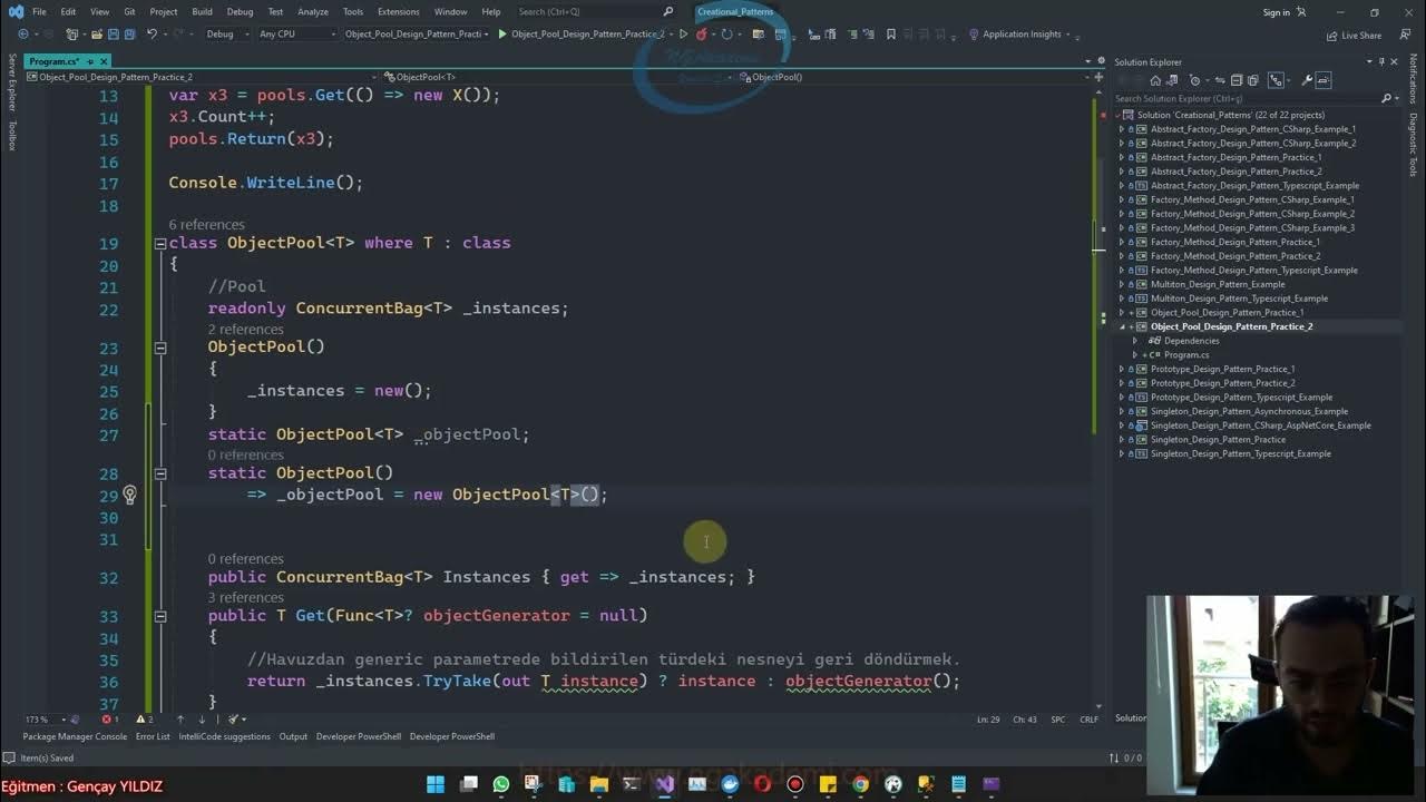 Object Pool Design Pattern 3 Objectpool Nesnesini Singleton Olarak Tasarlama Youtube