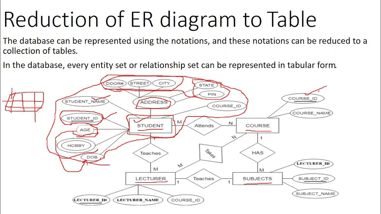 DATABASE LEC || REDUCTION OF ER DIAGRAM into RELATIONAL SCHEMA - YouTube
