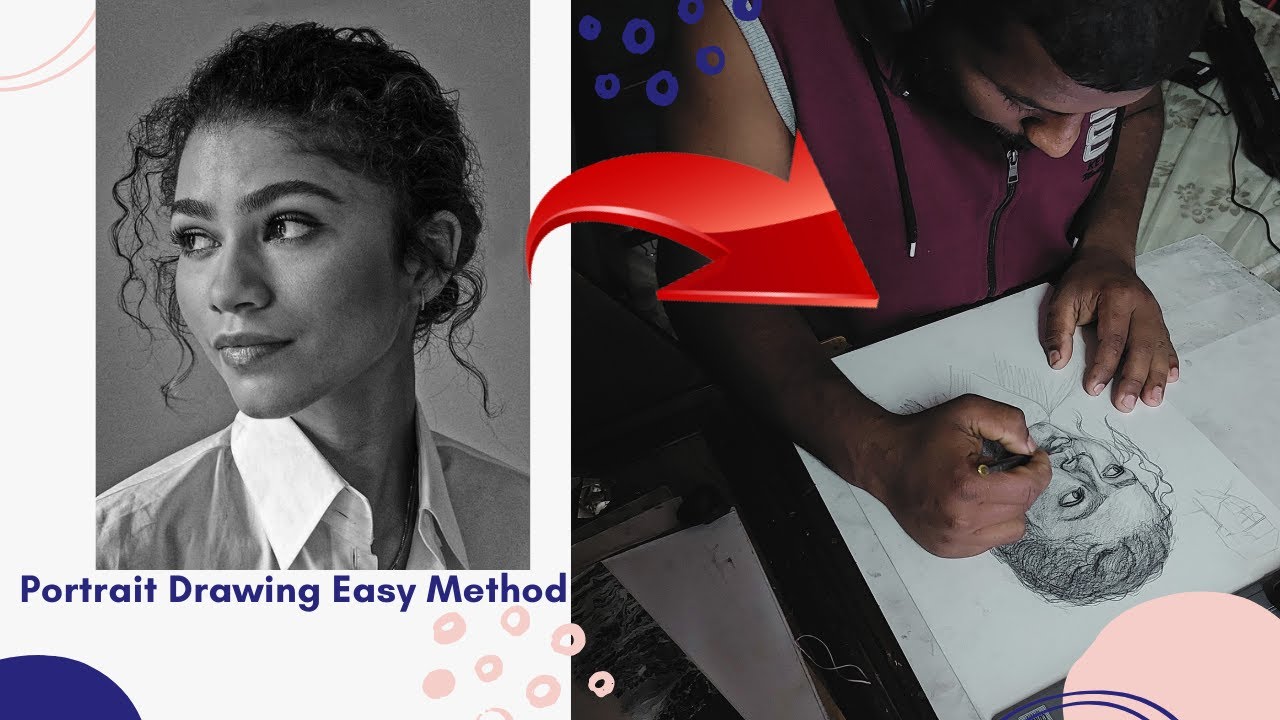 Portrait drawing freehand Easy method - YouTube