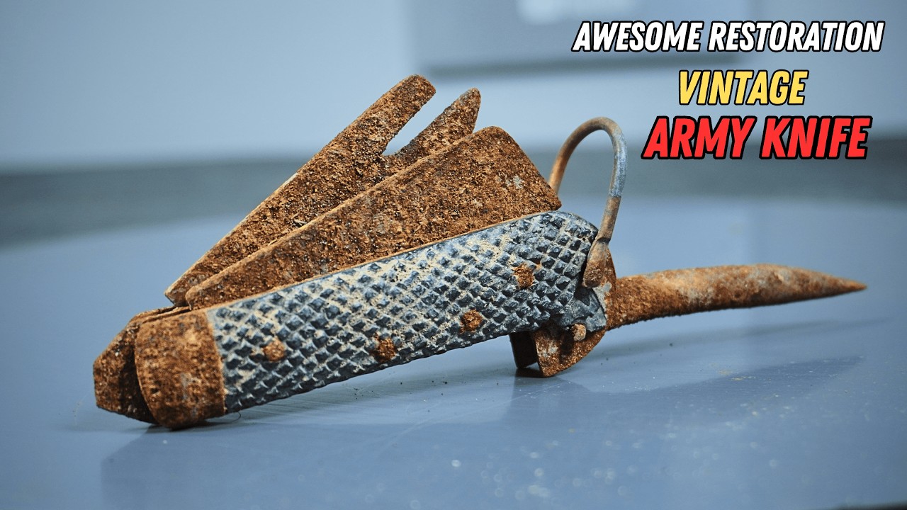 🔴Vintage Army Multi Tool Folding Knife Restoration | With colorful ...