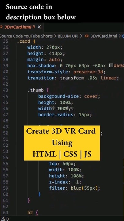 Create 3D VR Card Using HTML | CSS | JS - YouTube