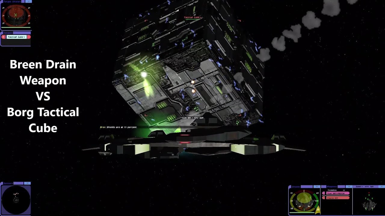 Breen Drain Weapon VS Borg Tactical Cube | Star Trek Bridge Commander ...