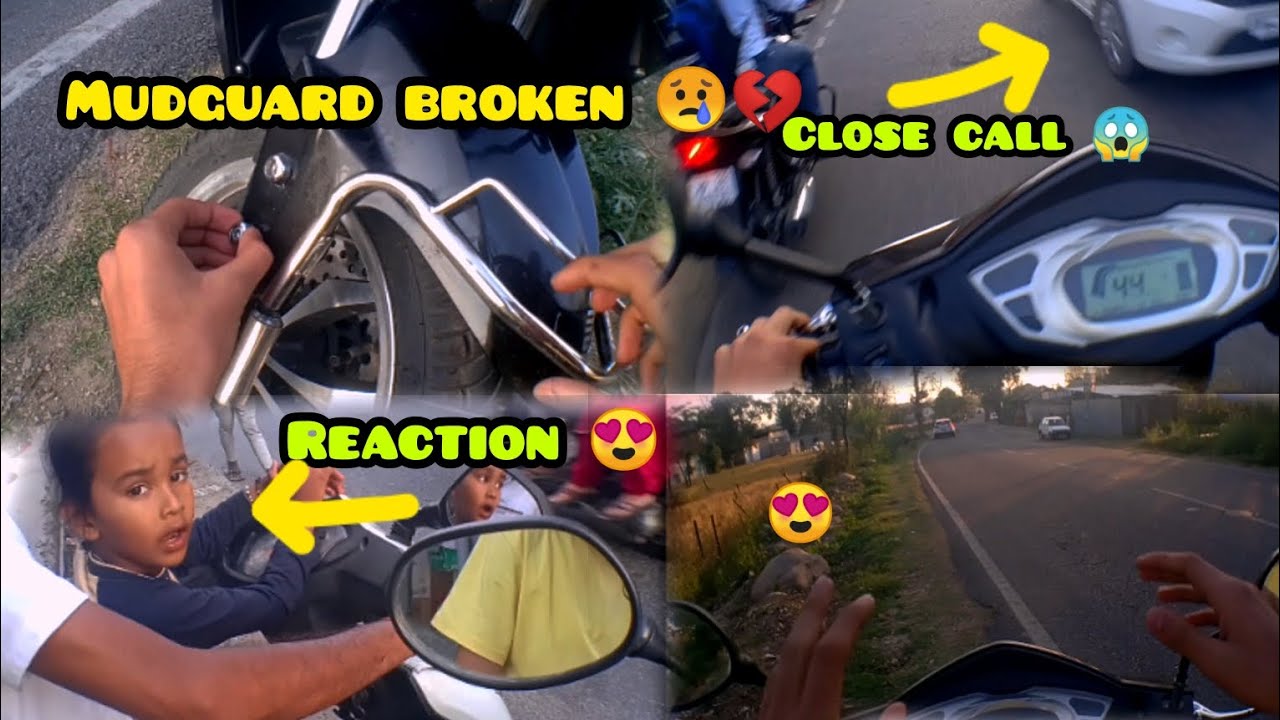 Mudguard broken 😢💔 || reactions 😍 || close call gone wrong 🥵 😱 - YouTube