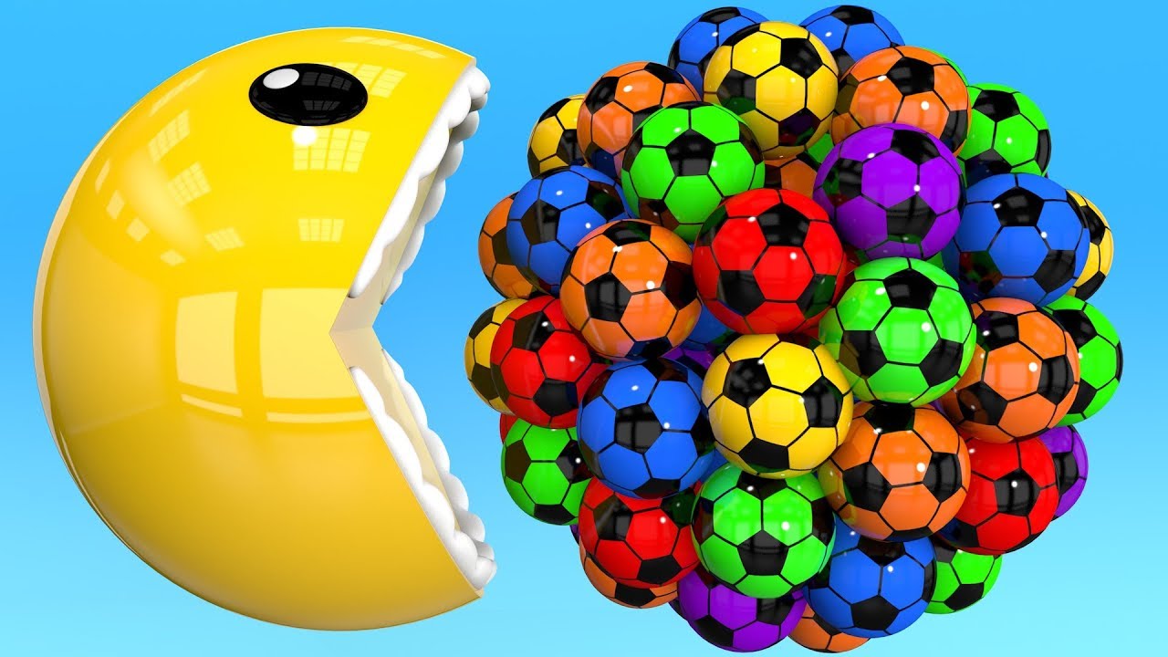 Learning Colors with 3D Pacman Soccer Ball Lollipop for Kids Children ...