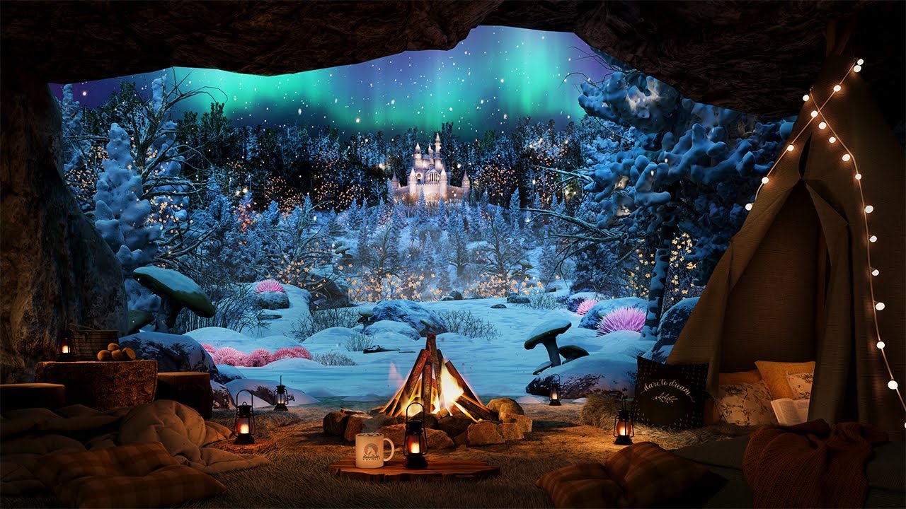 Enchanted Forest Campfire Winter Ambience | Mystical Atmosphere ...
