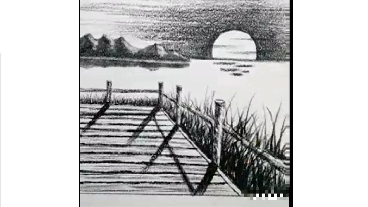 How to draw a sun set pencile sketch people watching sun set together ...
