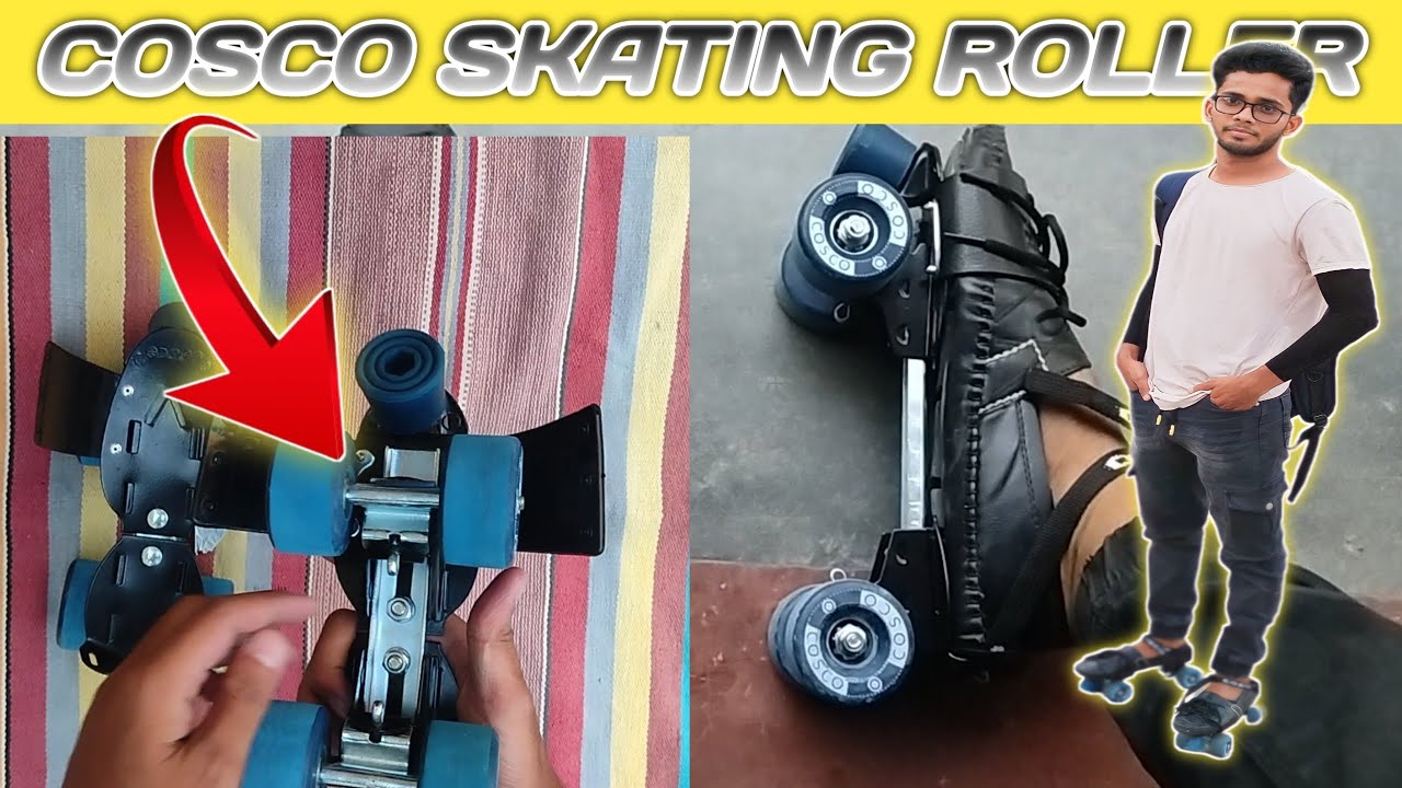 First time skating roller (skating)😆#skatingvideos #unbox #cosco - YouTube