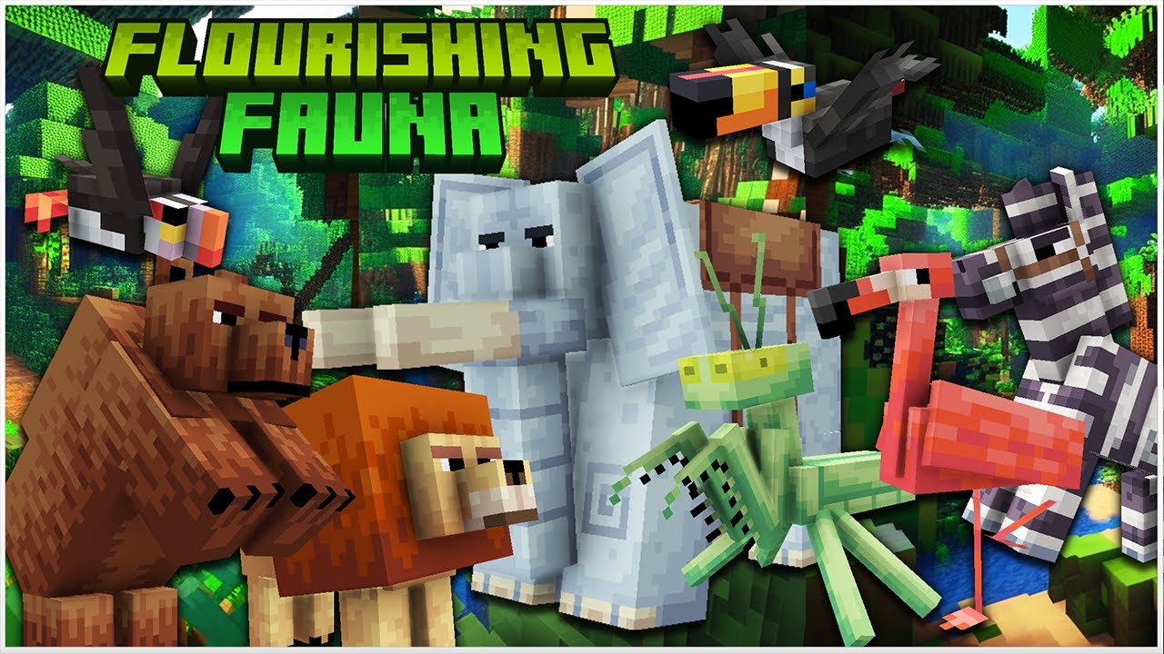 MINECRAFT: FLOURISHING FAUNA ADDON | ELEFANTES,LEÕES,TUCANOS,ETC ...