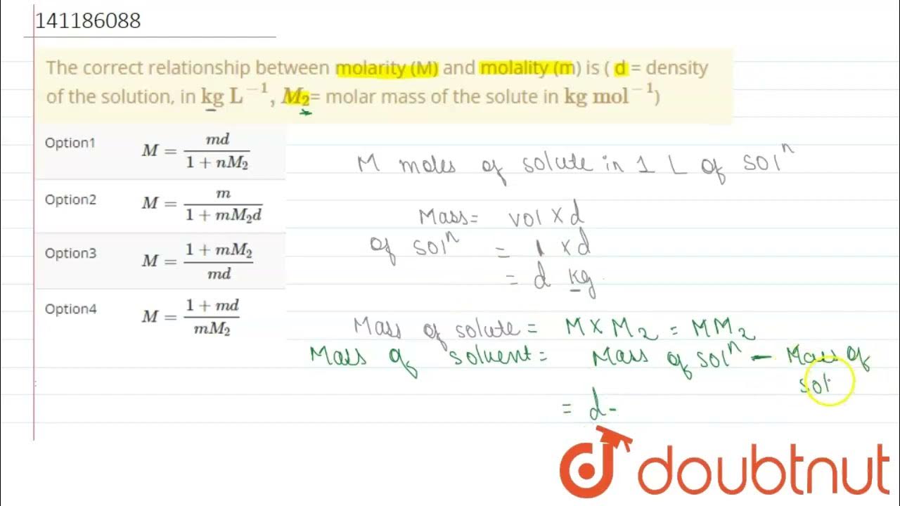 The Correct Relationship Between Molarity M And Molality m Is D the-correct-relationship-between-molarity-m-and-molality-m-is-d