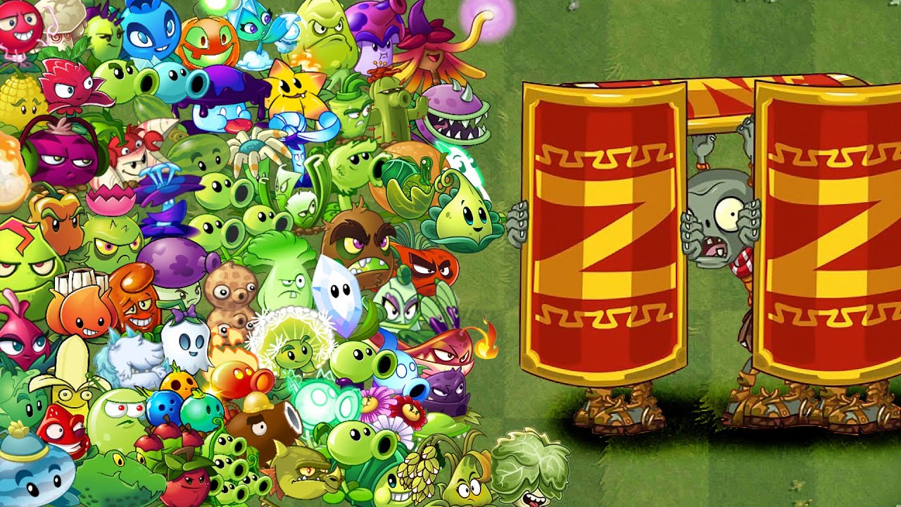 Roman Shield Zombie vs All Best Plants Max Levels Plants vs. Zombies 2 ...