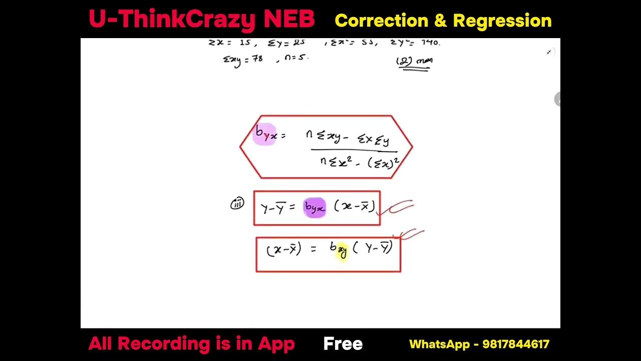🔴 Correlation And Regression- 02 | Class- 12 NEB | Basic Mathematics | Correlation | NEB Demo ...