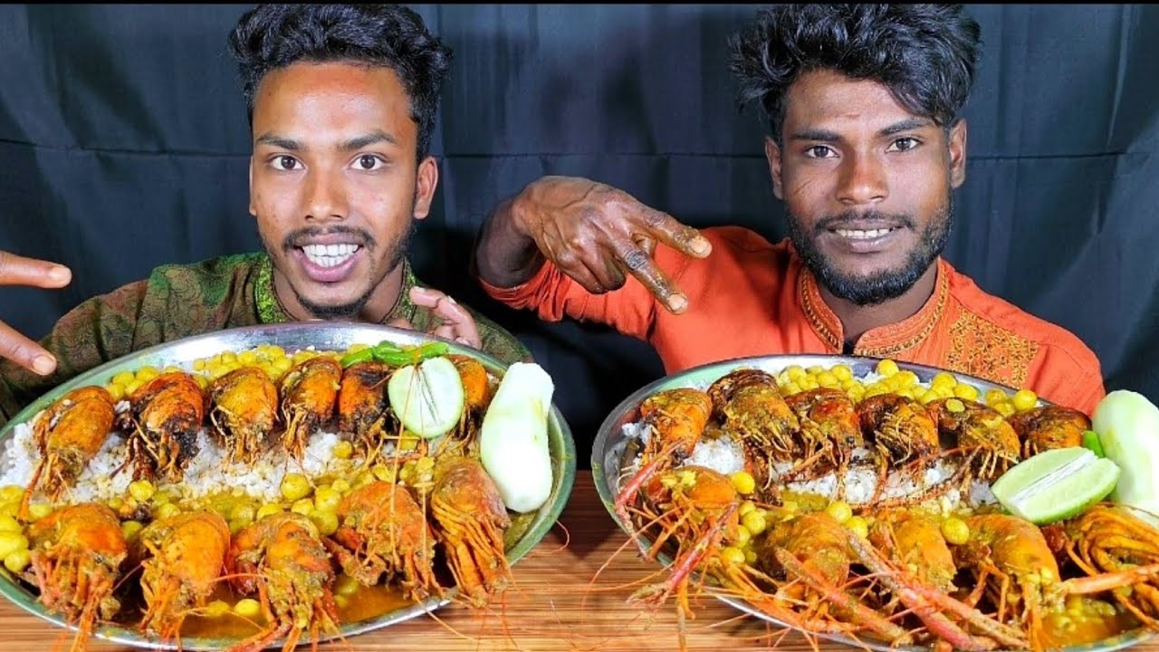SHRIMP / PRAWN CURRY AND RICE EATING VIDEO, FOOD EATING CHALLENGE - YouTube