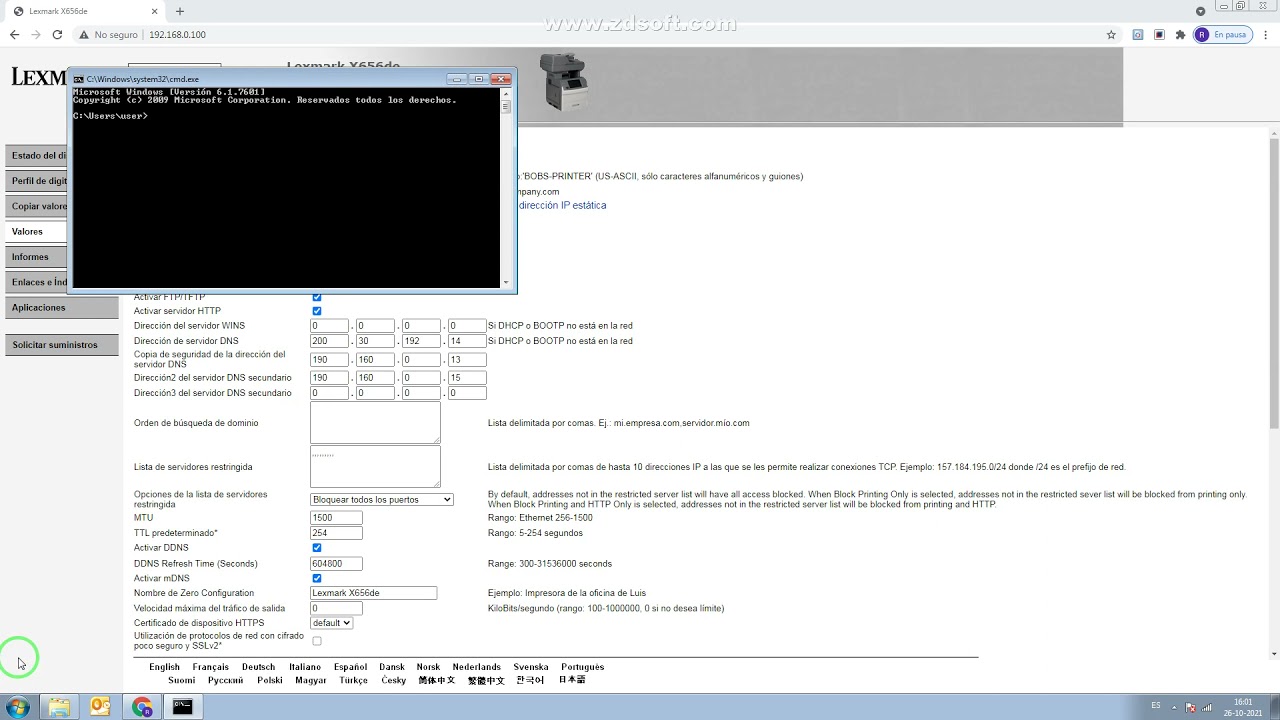 CONFIGURACION SCANNER POR MAIL LEXMARK X656DE - YouTube