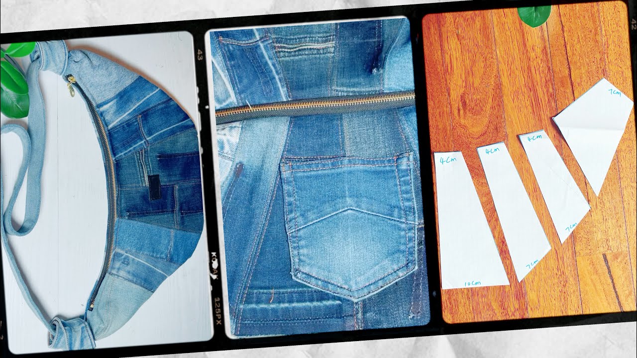 How to sew this croissant bag with denim scraps - YouTube