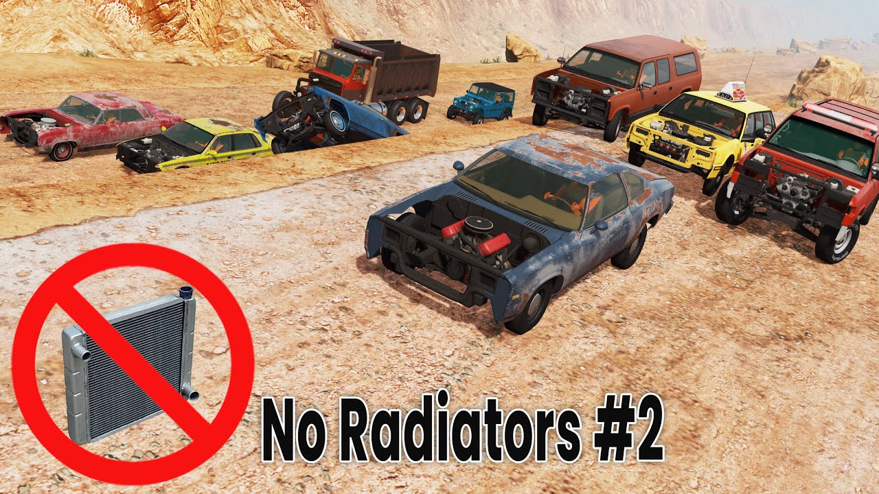 BeamNG Drive - Racing Cars With No Radiator On The Long Bumpy Desert ...