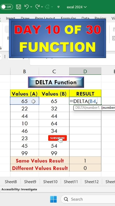 How to Compare Values Using DELTA Function in Excel #excelshorts # ...