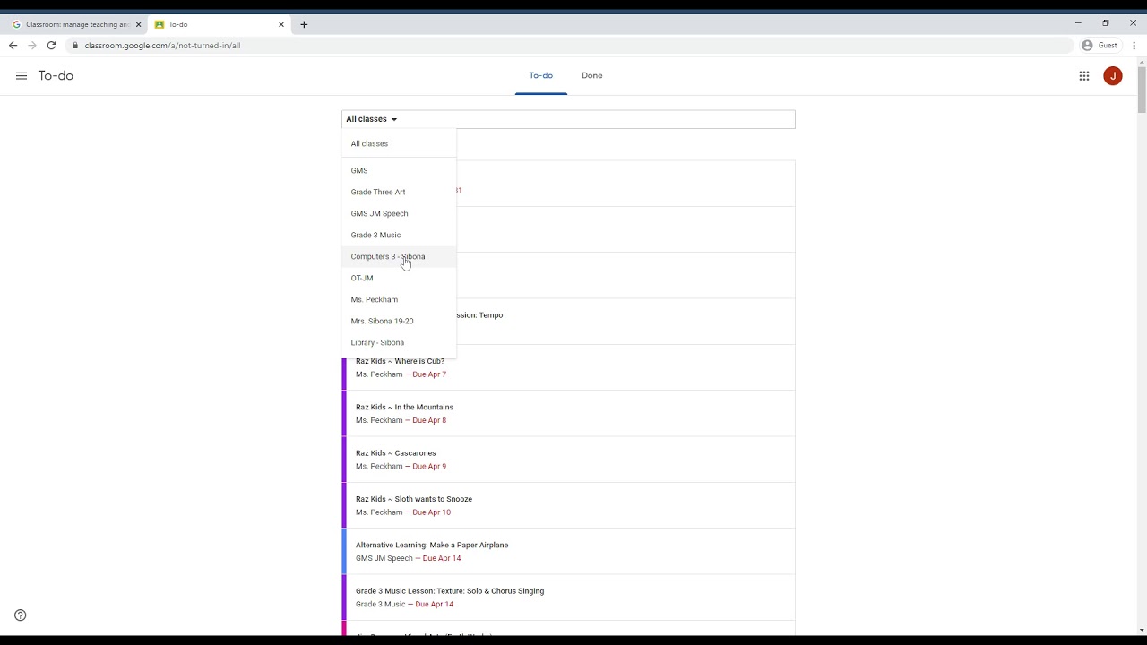 Check for incomplete work (Google Classroom) - YouTube
