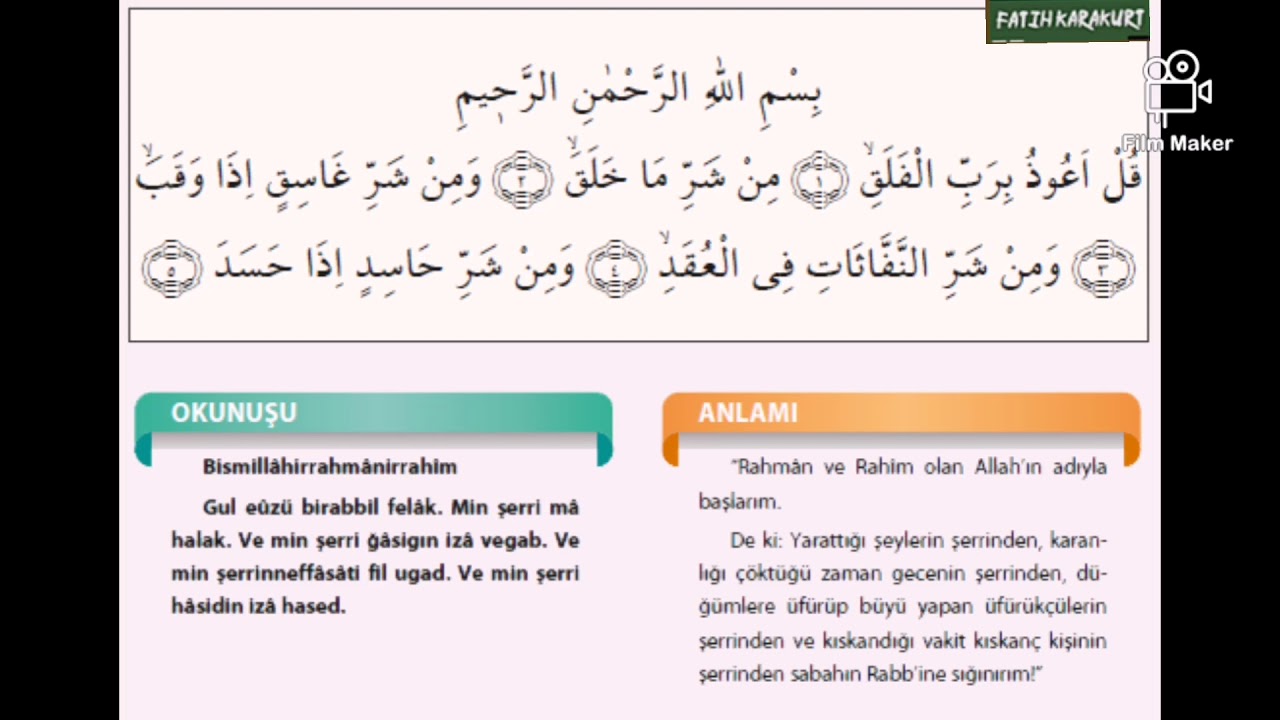 Felak suresi okunuşu ve anlamı - YouTube