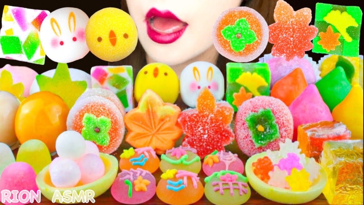 【ASMR】WAGASHI PARTY🧡 KANTEN JELLY,DAIFUKU,BON BON CANDY MUKBANG 먹방 食べる音 ...