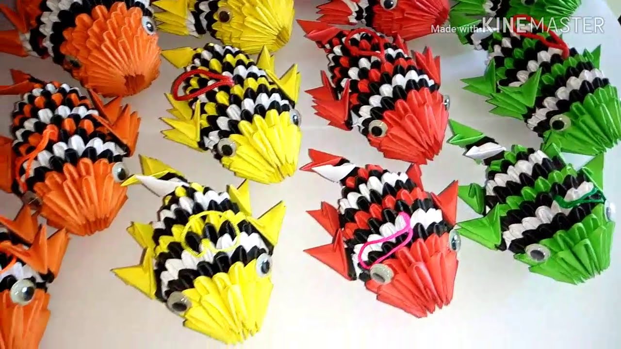 3d origami fish - YouTube