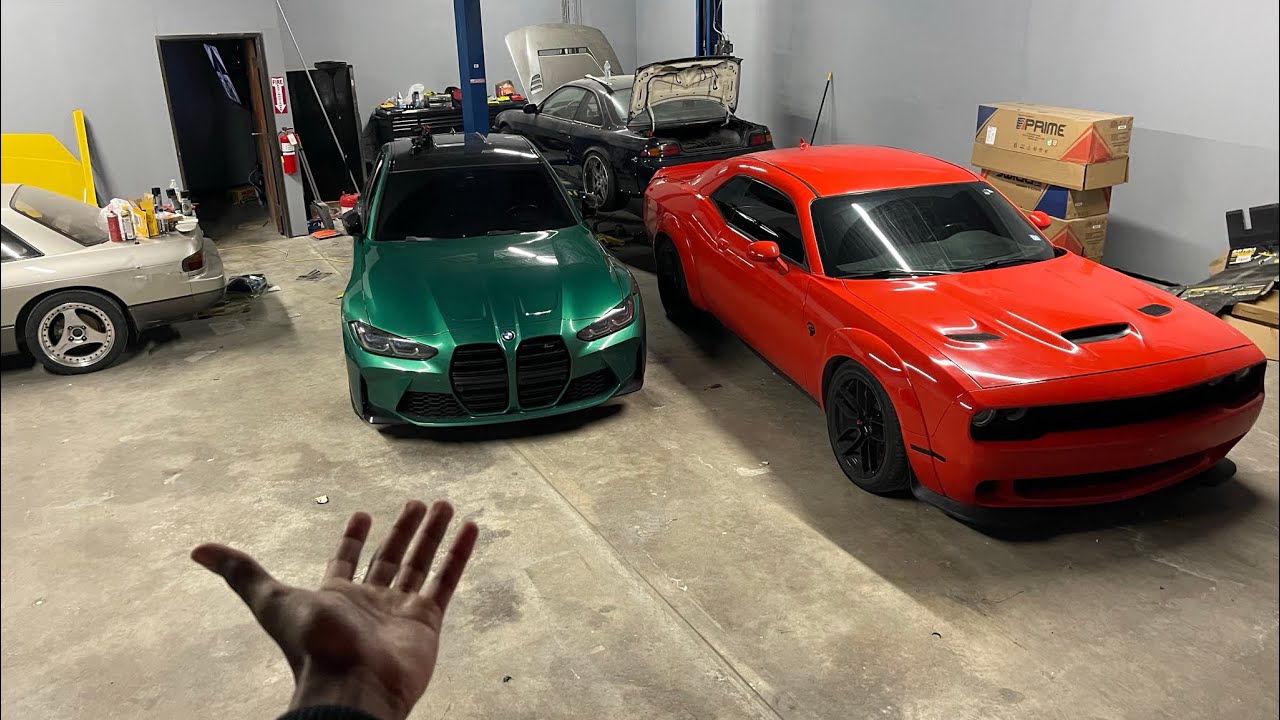 HELLCAT AND BMW M3 FIND SECRET GARAGE POV - YouTube