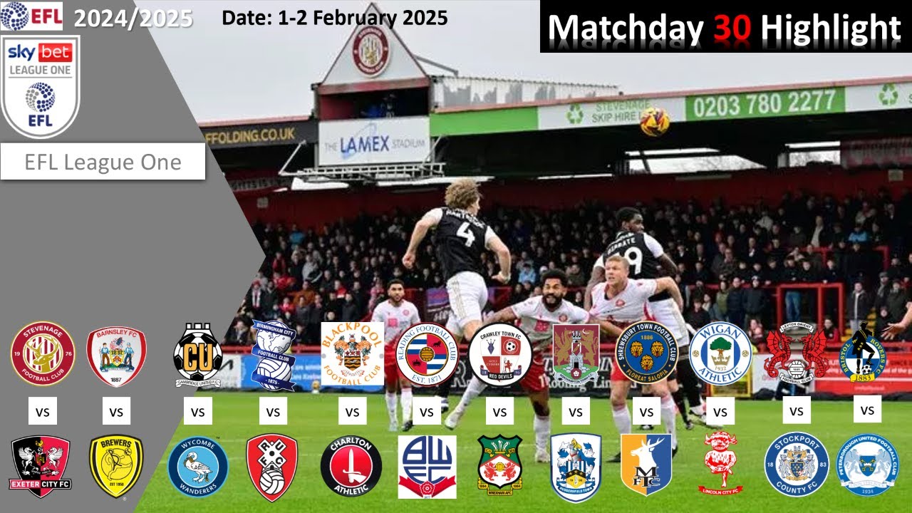 Highlights Summary, Matchday 30, 2024/25 EFL League One - YouTube