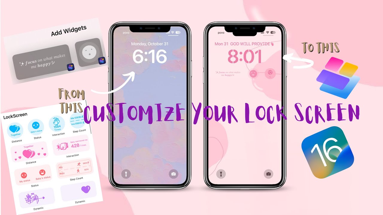 how to customize iPhone 14 lockscreen | aesthetic pink - YouTube