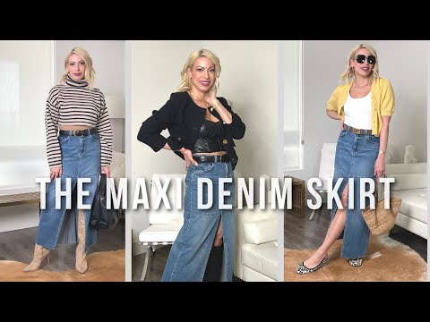 8 Denim Maxi Skirt Outfits- Spring/Summer's Hottest Trend
