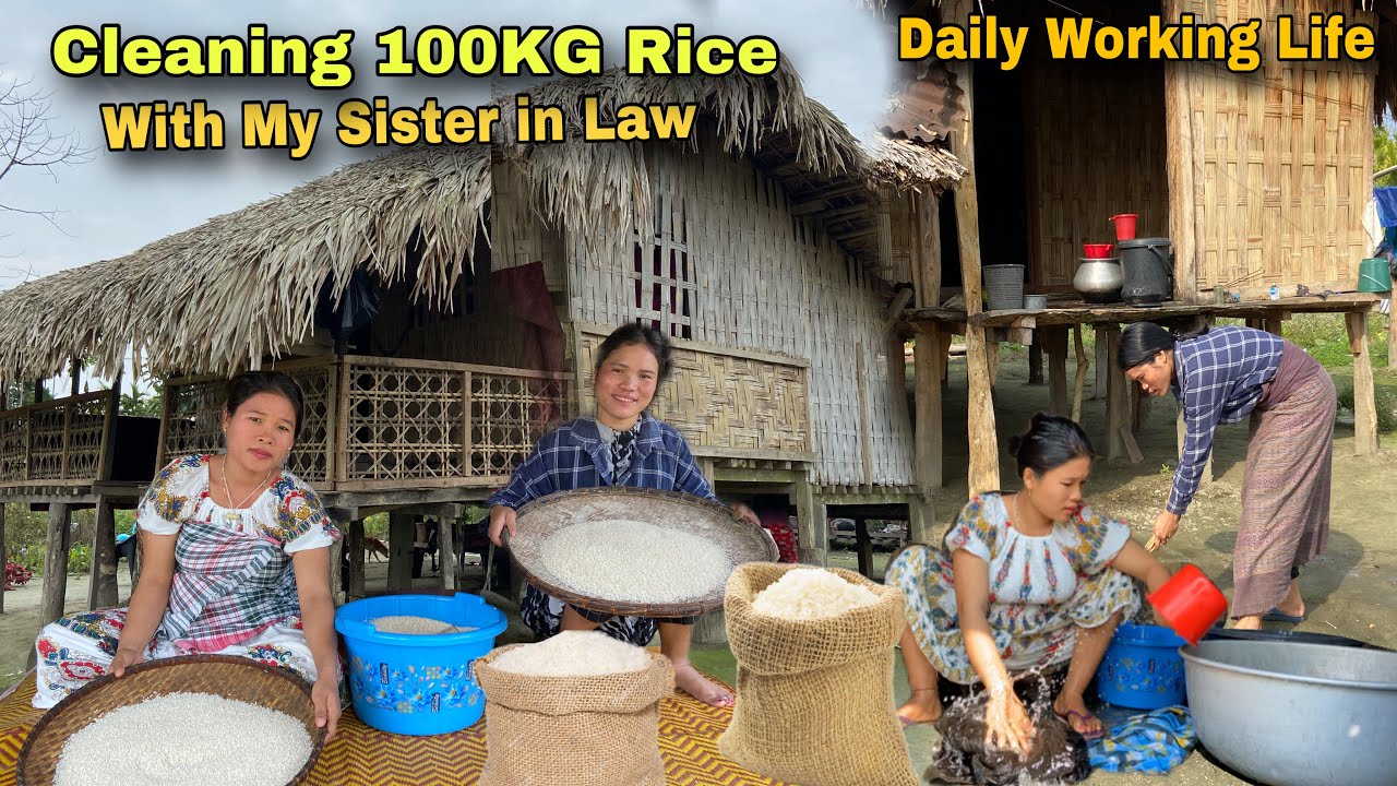 Cleaning 100/Kg Rice Village Daily Life Work|| Cooking Jackfruit Recipe ...