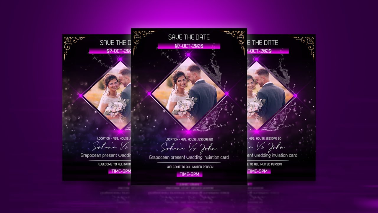 Professional Wedding Invitation Card Design Photoshop Cc Tutorial Youtube